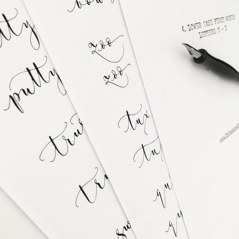 Calligraphy CHEAT SHEET 4 of 9: Lower Case Words N Z / - Etsy
