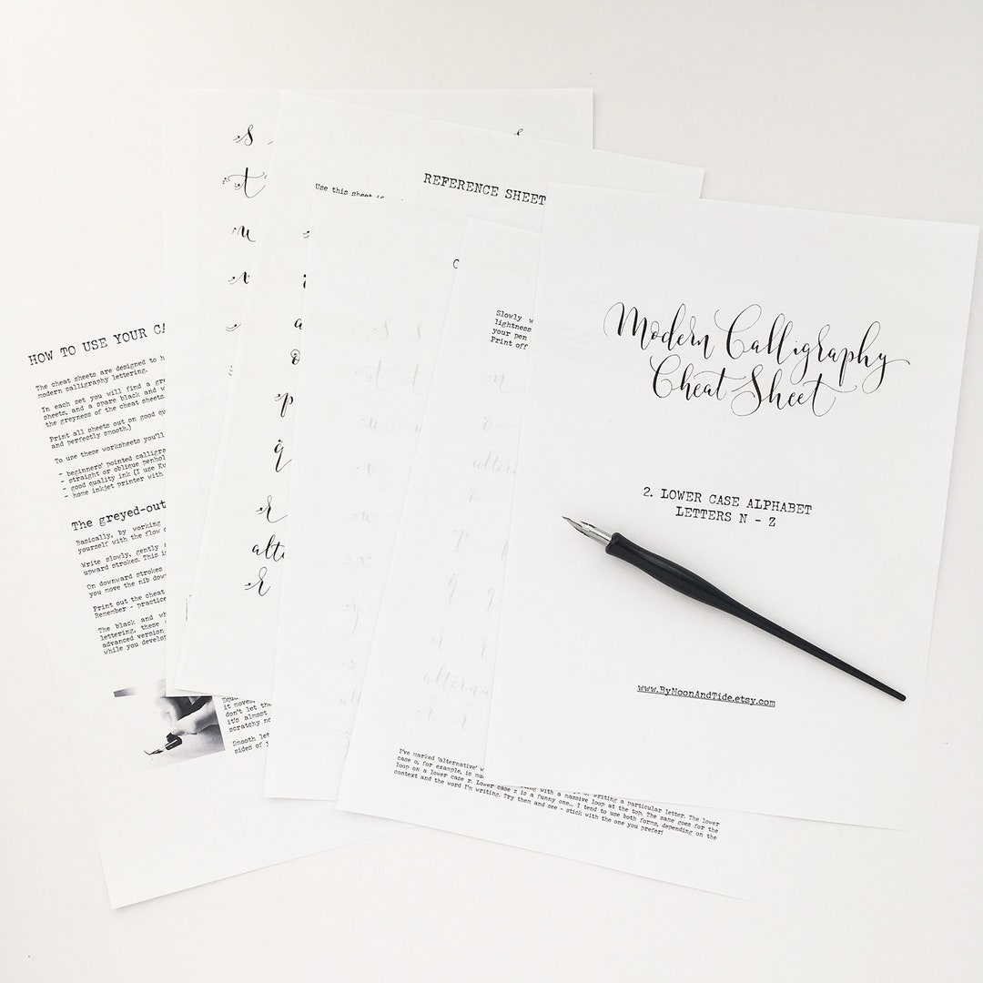 Calligraphy CHEAT SHEET 2 of 9: Lower Case Letters N to Z / - Etsy