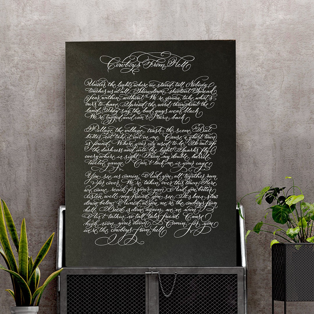 Personalised Song Lyrics in Calligraphy - Etsy