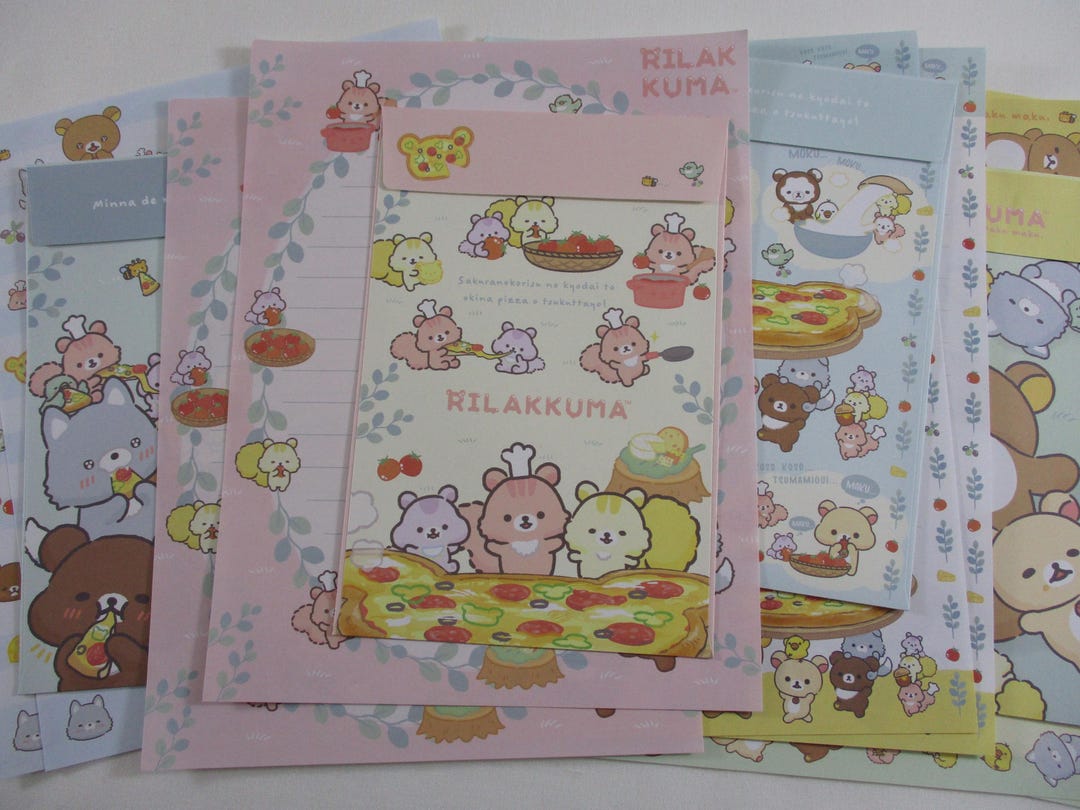San-x Bear Rilakkuma Pizza Party Stationery Writing Paper Envelope ...