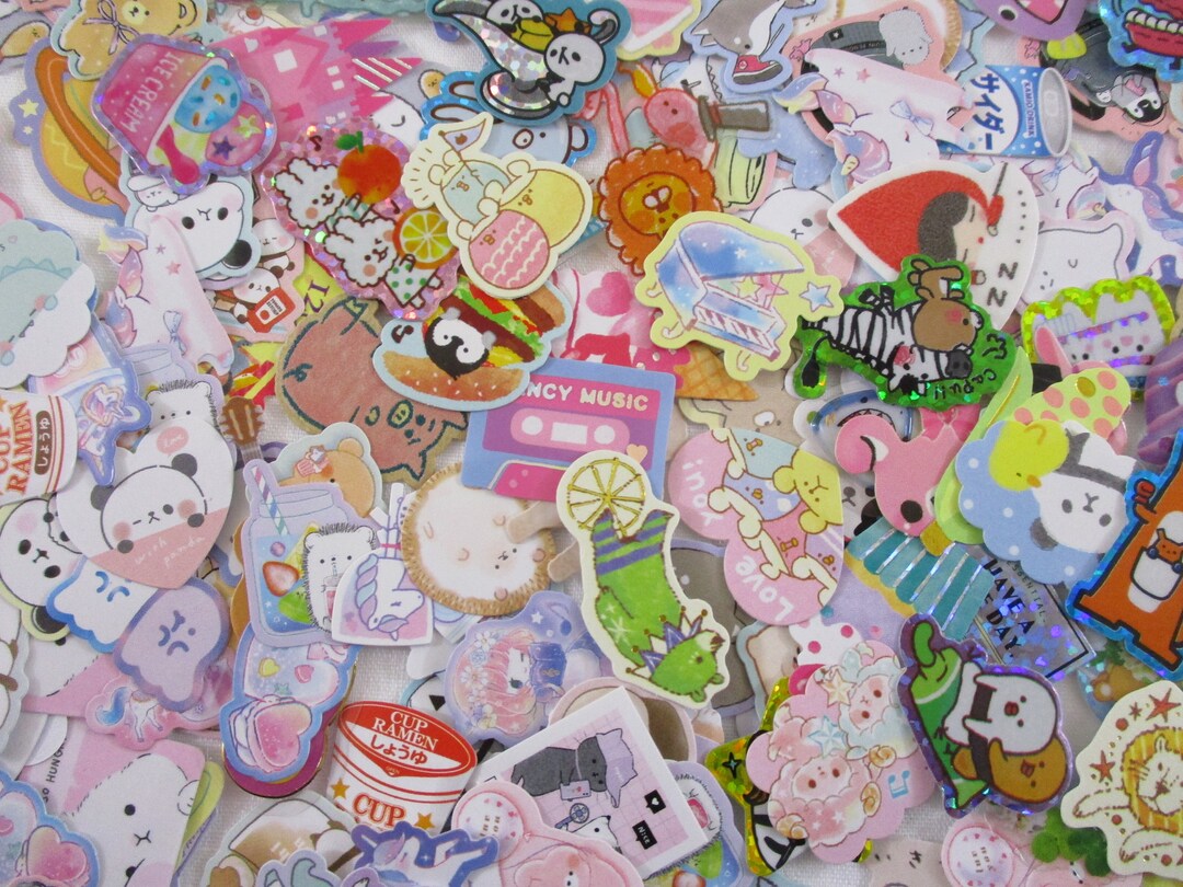 Goody Surprise Bag 80 STICKERS Lot Cute Flakes Variety Lot Mix Designs ...