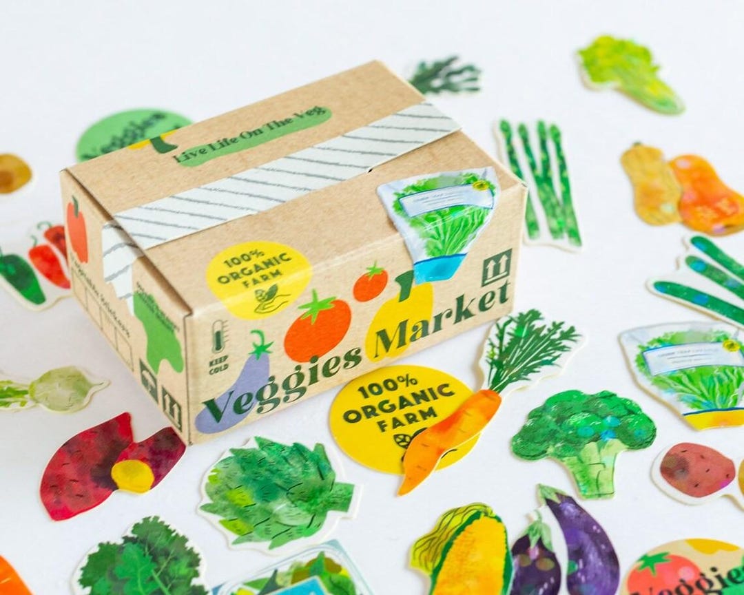 Box of Stickers Veggie Market Healthy Farm Vegetables Food Planner ...