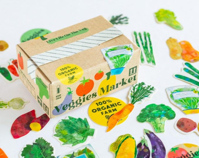 Box of Stickers Veggie Market Healthy Farm Vegetables Food Planner ...