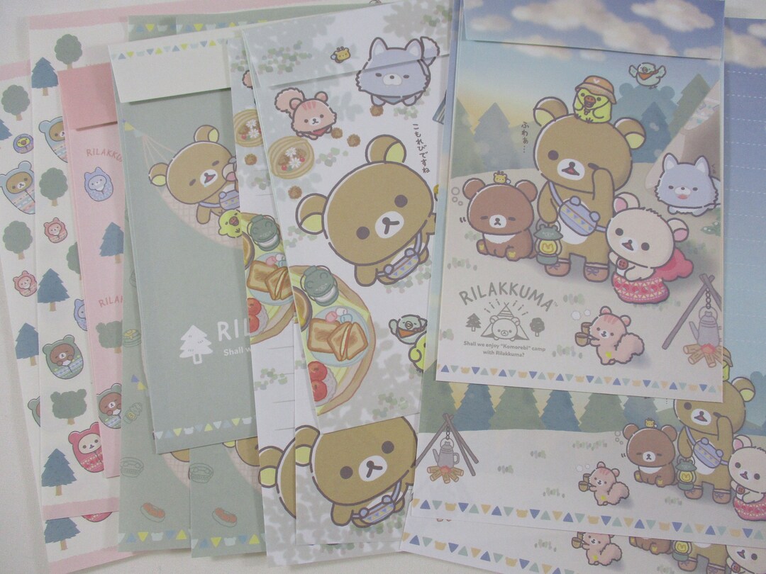 San-x Bear Rilakkuma Camping Nature Forest Writing Paper Envelope ...