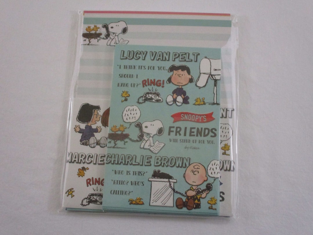 Rare Peanuts Snoopy Friends Stationery Writing Paper Envelope Letter ...