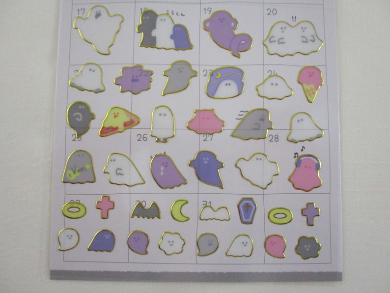 Ghost Halloween Scary Fun Sticker Sheet Planner Journal Agenda Paper ...