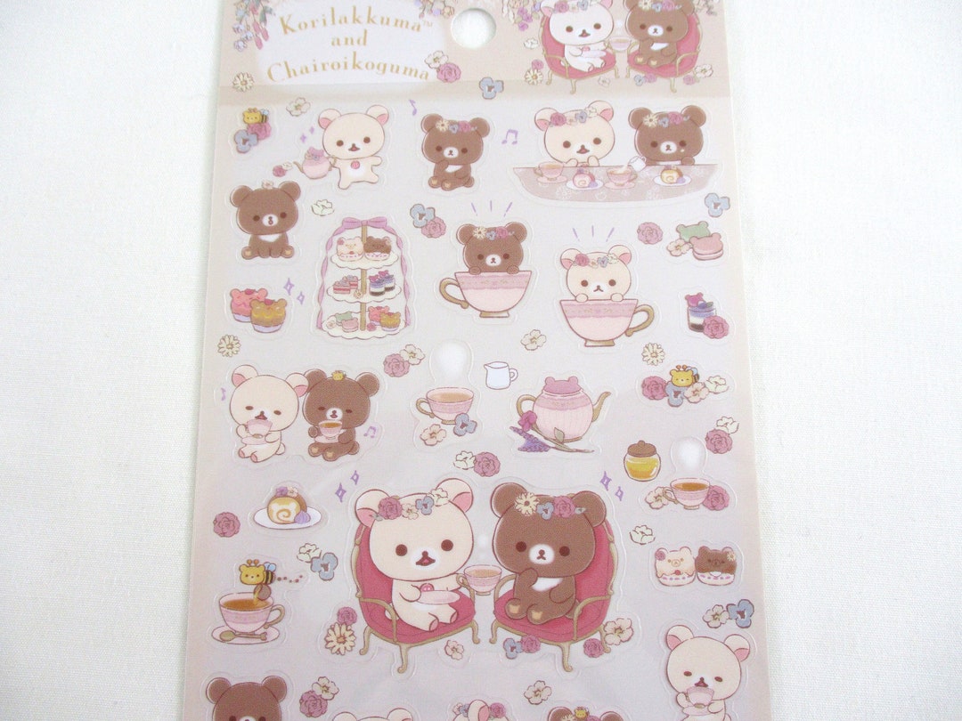 San-x Rilakkuma Korilakkuma and Chairoikoguma Tea Time Sticker Sheet ...