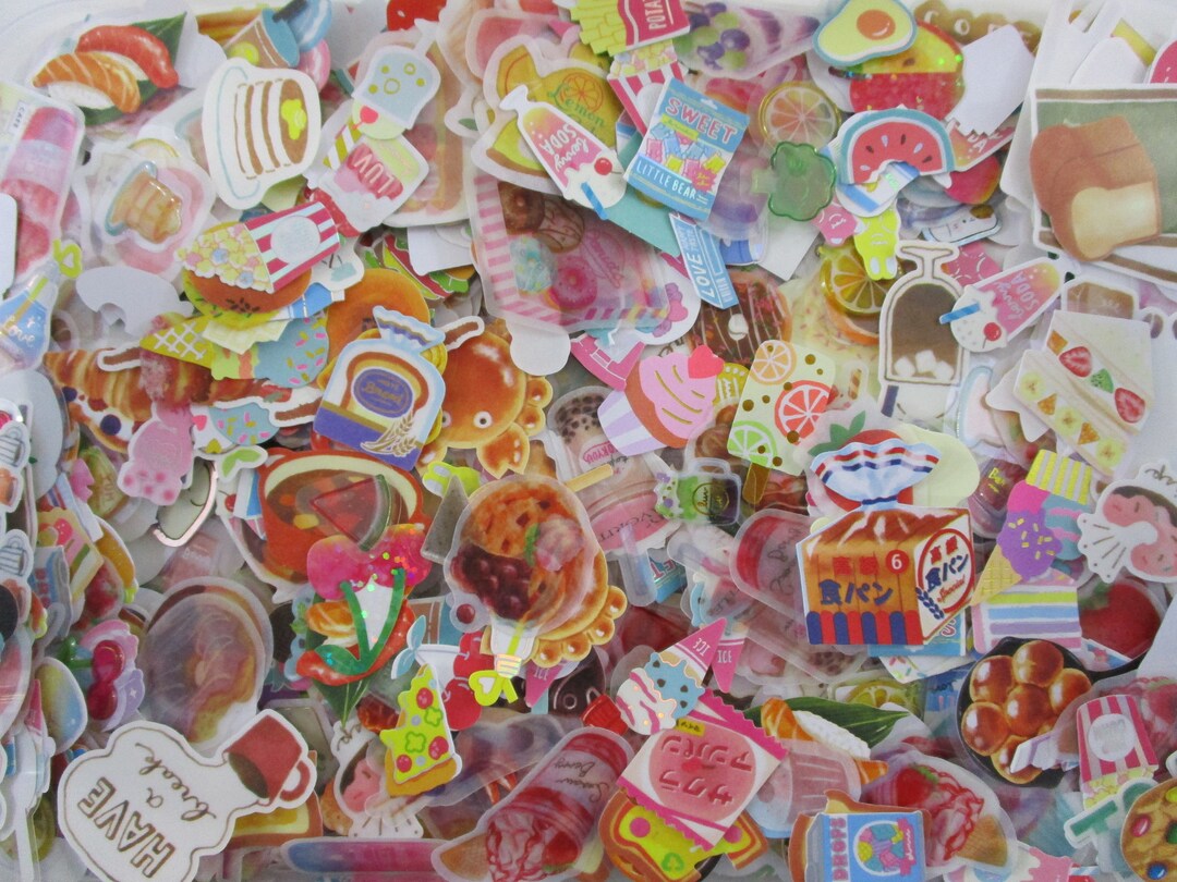 Surprise Bag Mix of 75 FOOD Drink Theme Flake STICKER Cute Variety Lot ...