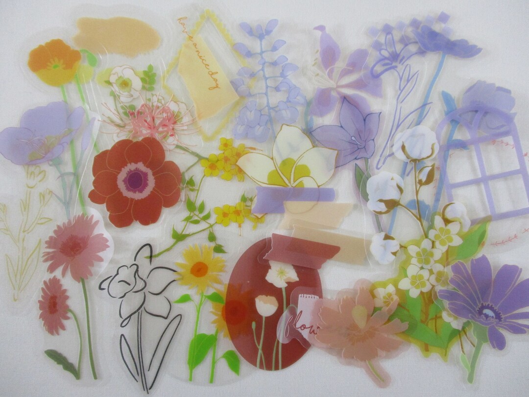 30 Pc Flower Stem Border Theme Stickers Mix Lot Variety Color Purple ...