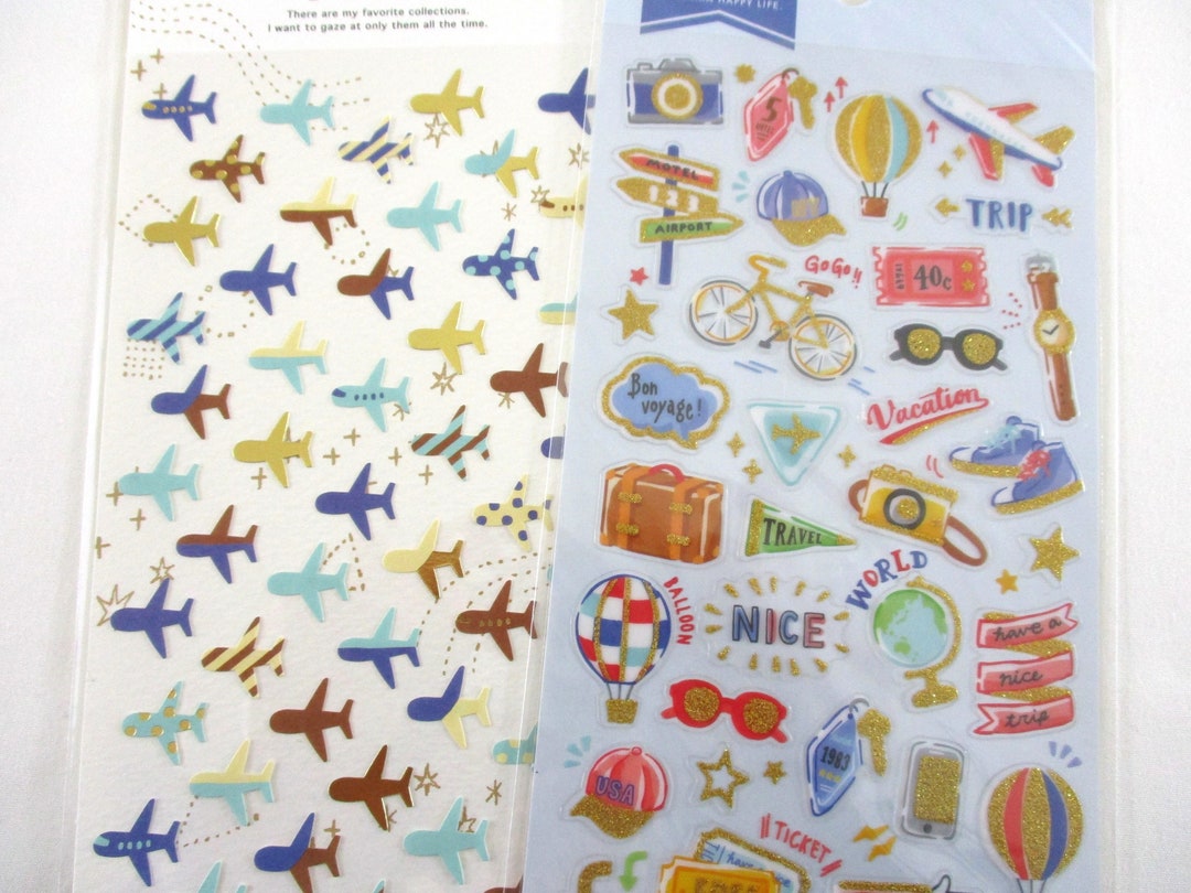 Set of 2 Travel Vacation Trip Airplane Fly Visit Sticker Planner ...