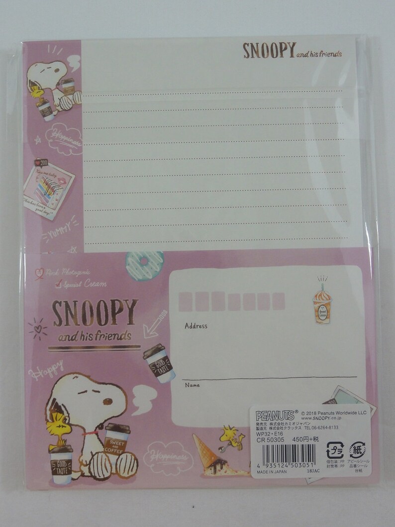 Peanuts Snoopy Stationery Writing Paper Envelope Letter Set | Etsy