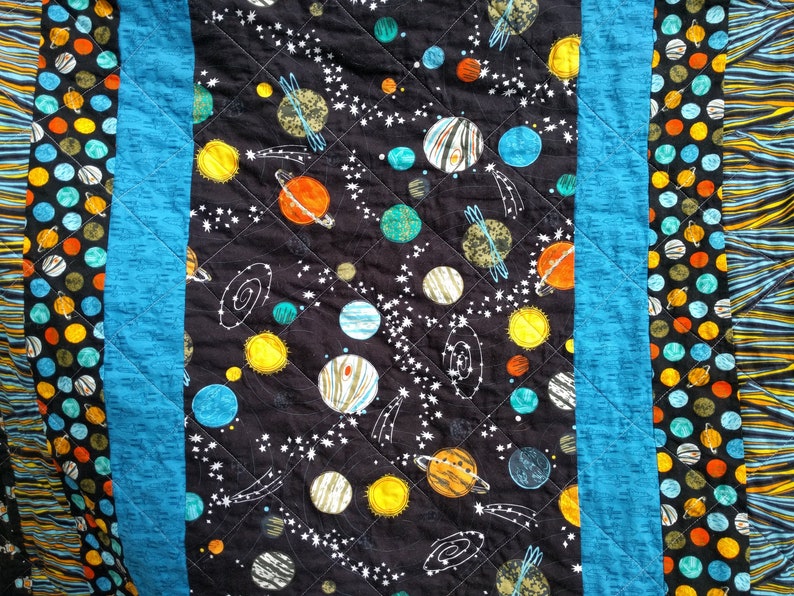 Quilt 0088 Outer Space Themed Astronaut Planet Flames Stripe - Etsy
