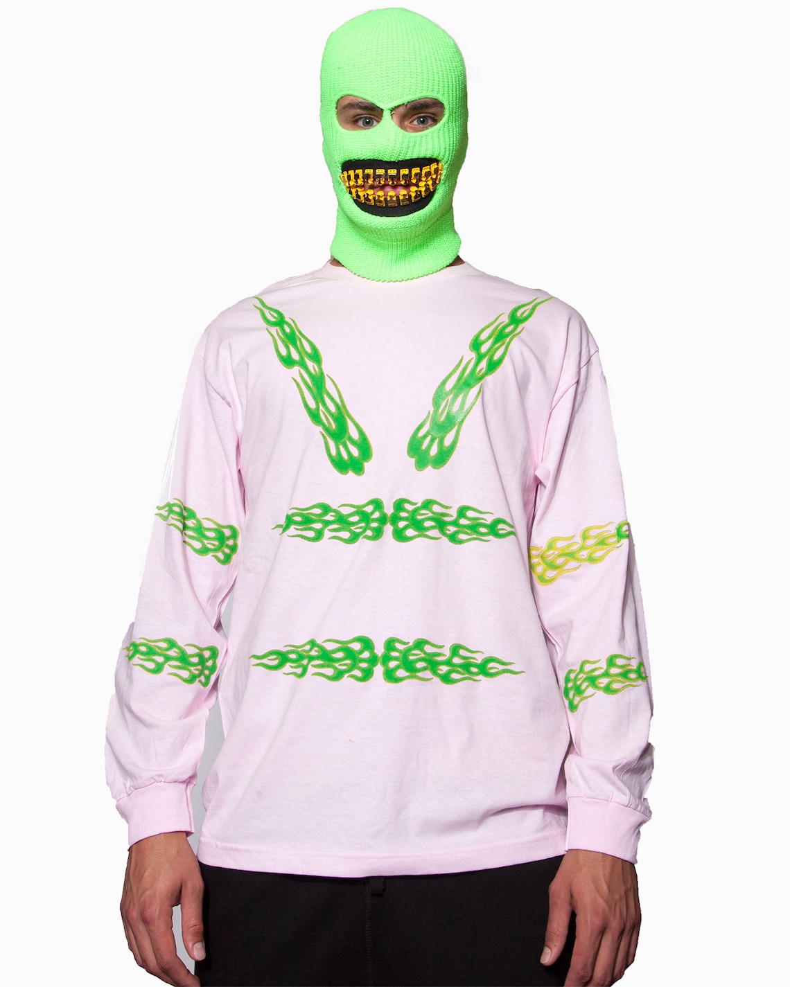 Ski mask with gold teeth zipper mouth zefstyle grill teeth | Etsy