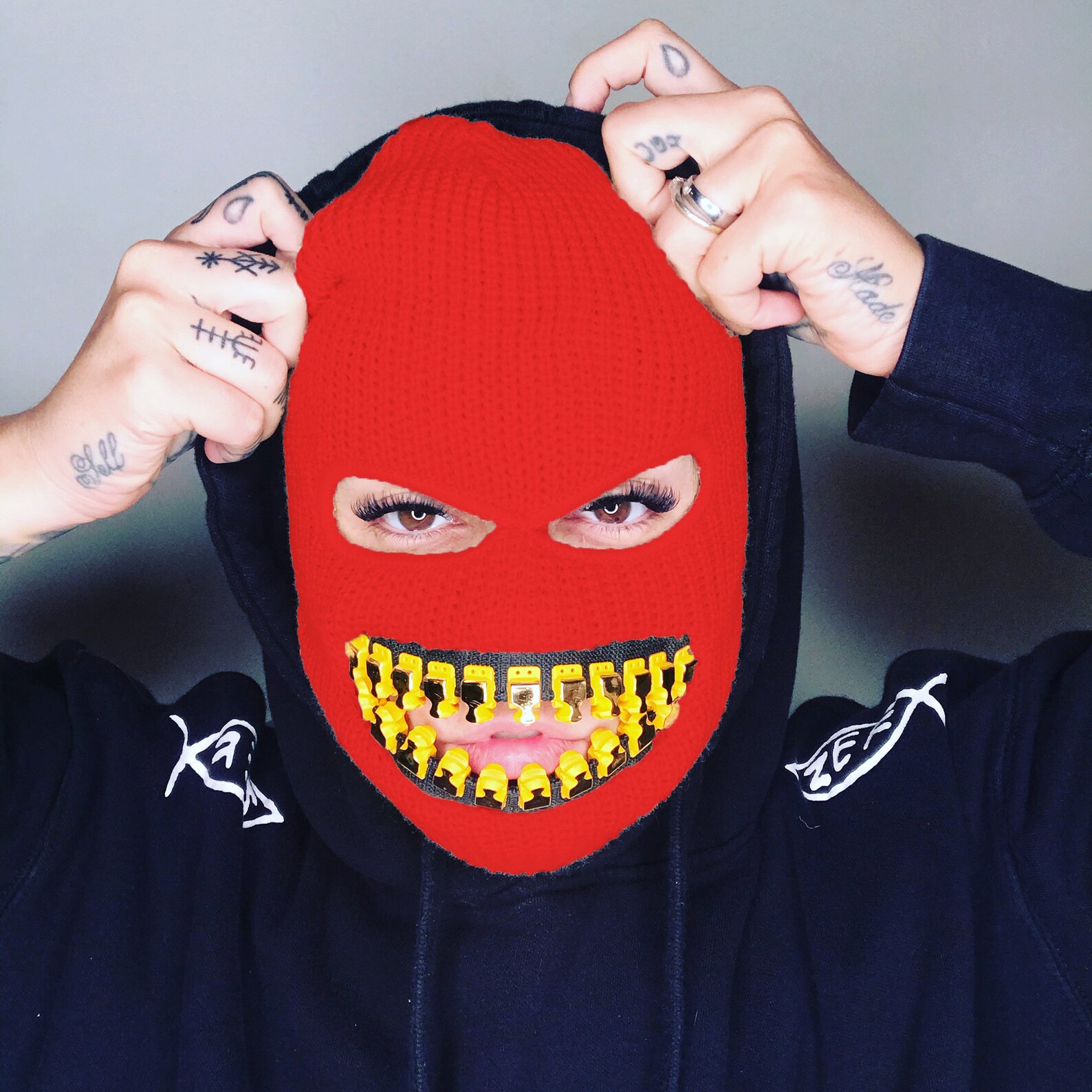 Ski Mask With Gold Teeth Zipper Mouth Zefstyle Grill Teeth Face Mask ...
