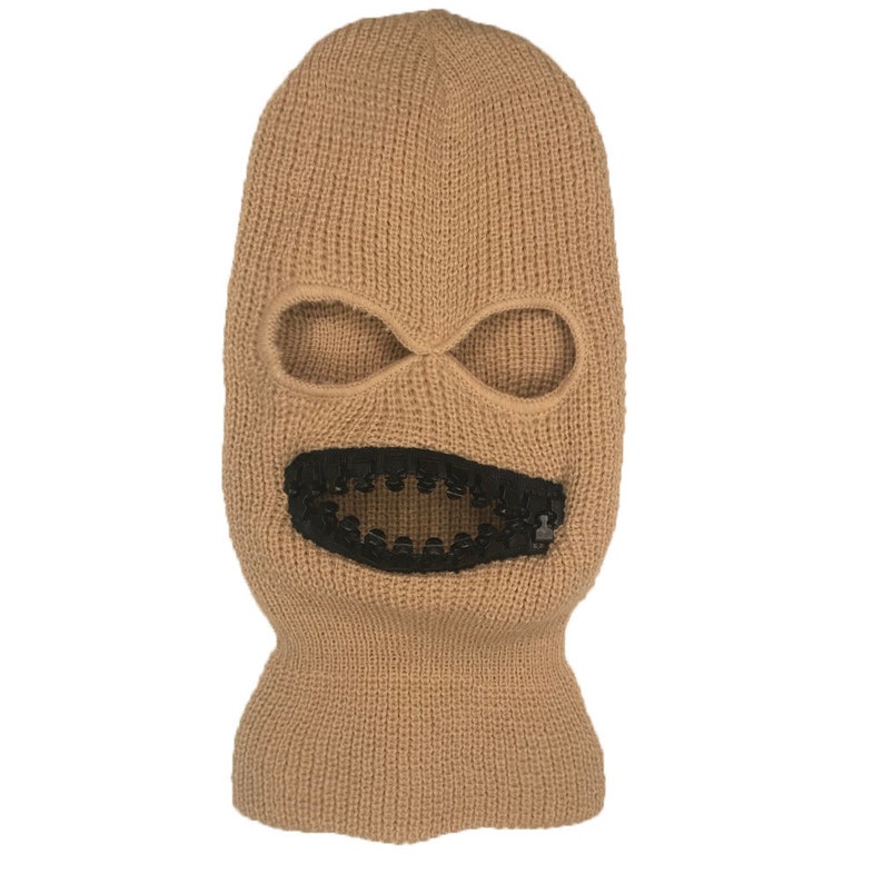 Creepy AF Ski Mask With Oversized Black Teeth Zipper Mouth - Grill ...