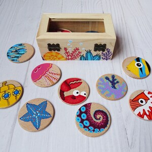 Wooden memory game Ocean life | Etsy