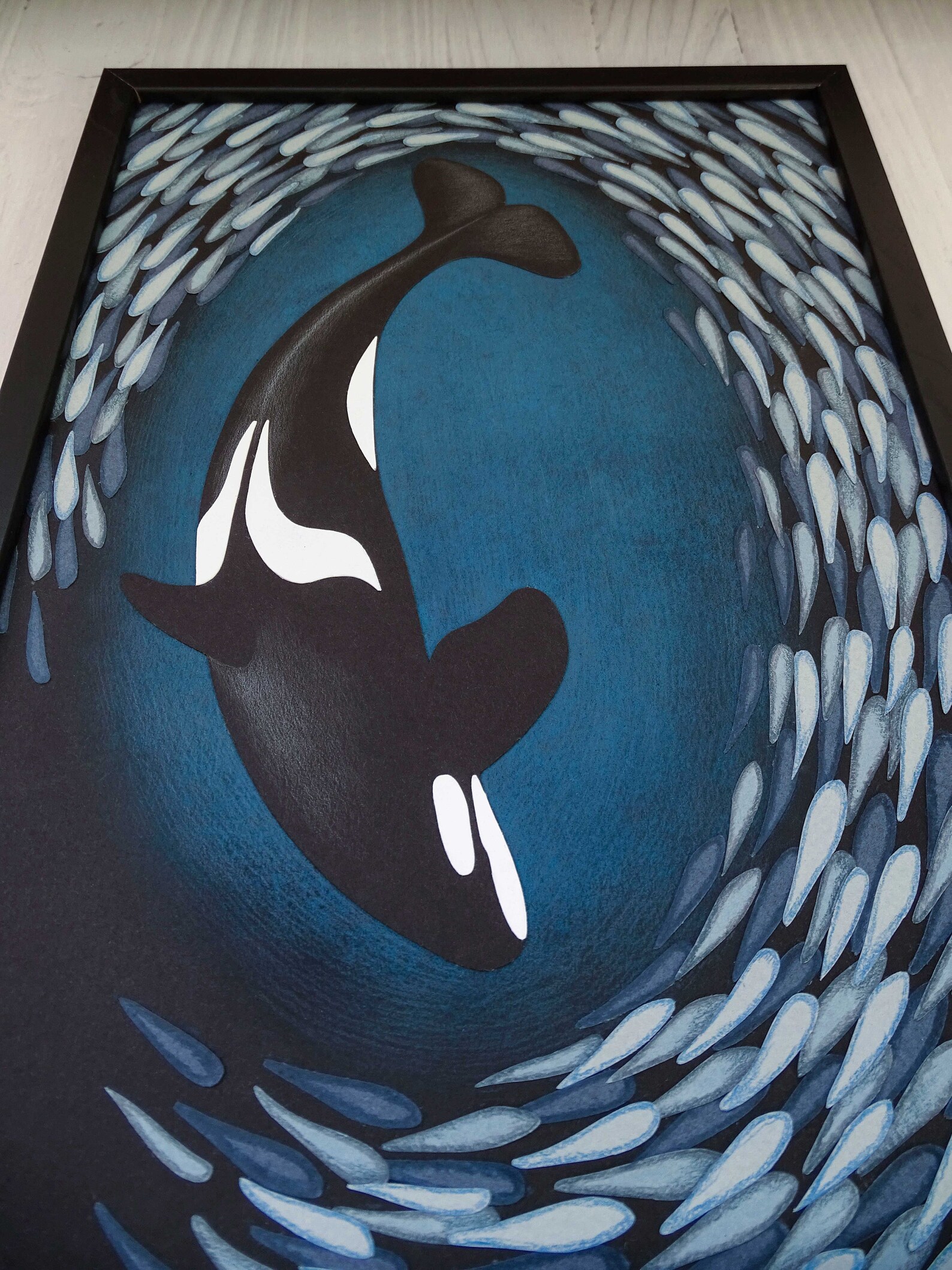 Orca Whale Paper Cut Art Killer Whale Illustration - Etsy