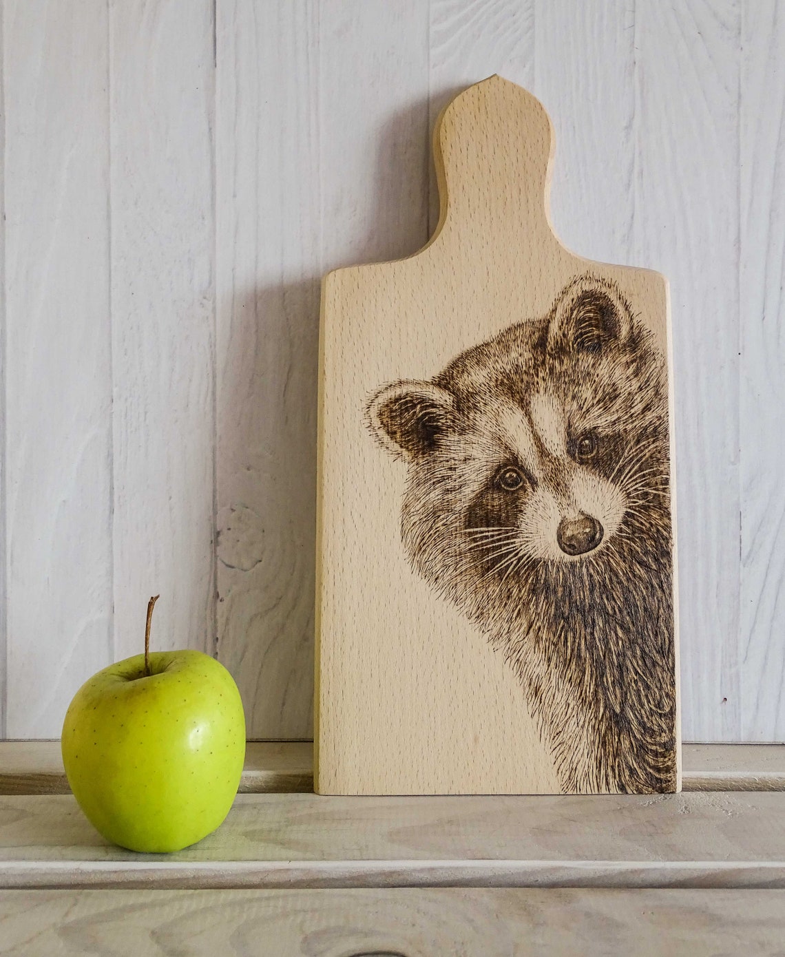 Pyrography Art Beech Cutting Board Raccoon Drawing - Etsy