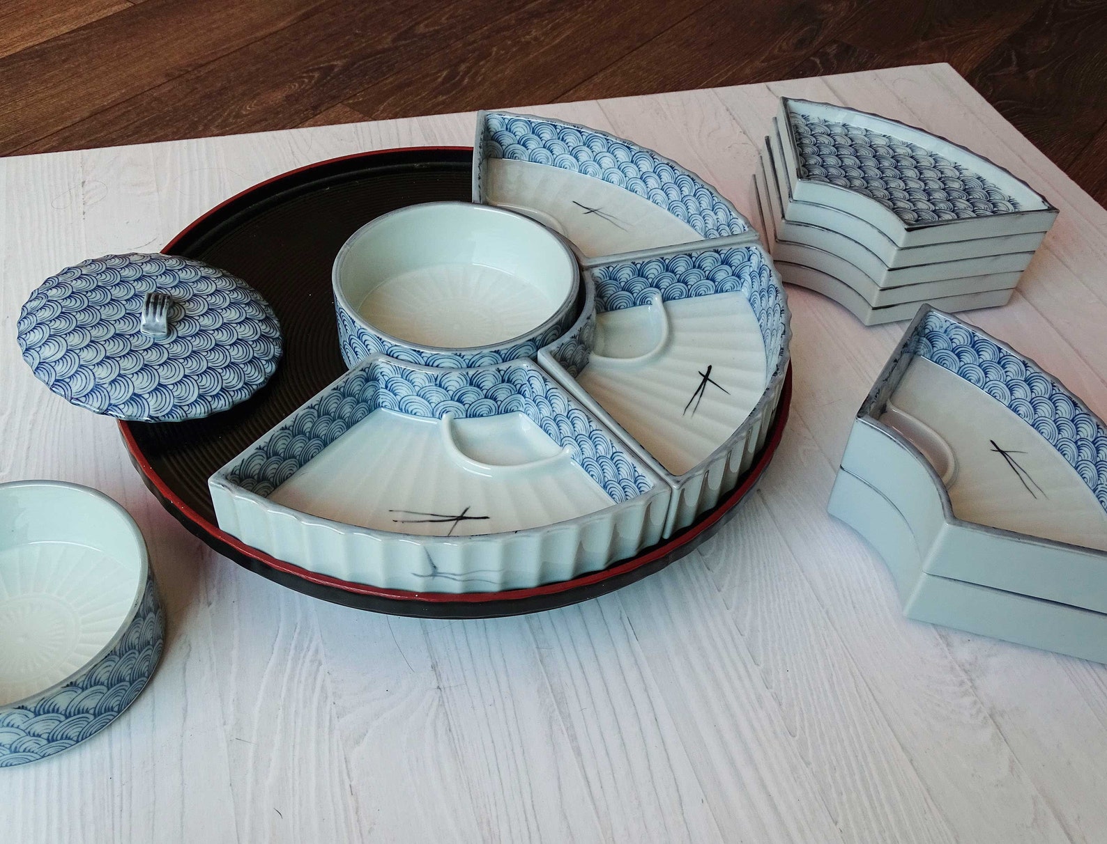 Vintage Sushi Set Genuine Japanese Ceramics Lazy Susan - Etsy