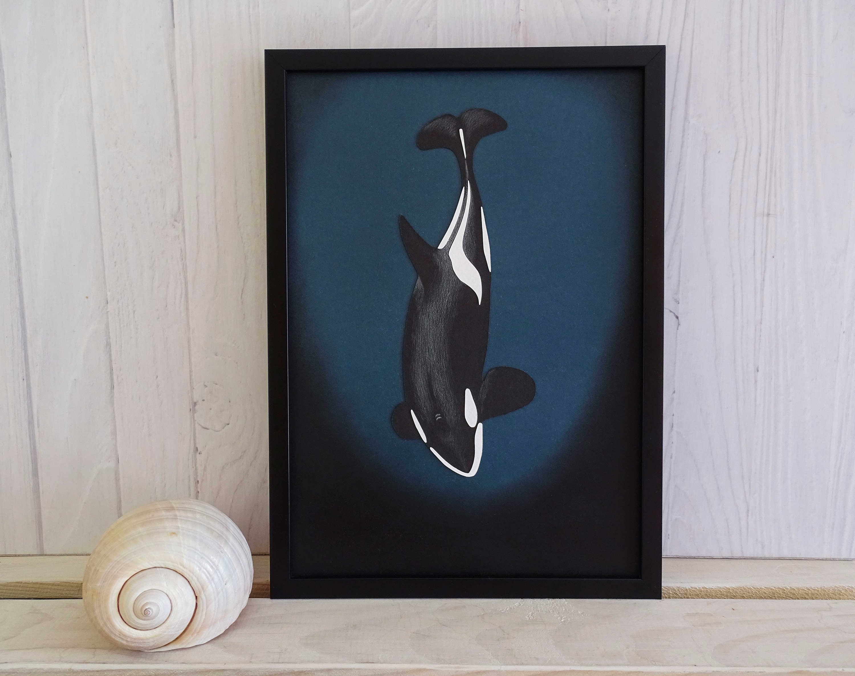 Orca Whale Paper Cut Art - Killer Whale Illustration - Etsy