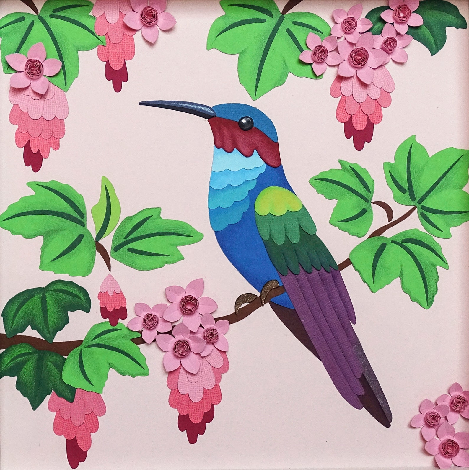 Hummingbird Paper Cut Art Hummingbird Illustration - Etsy