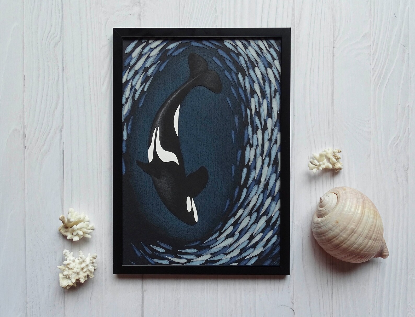 Orca whale paper cut art Killer whale illustration | Etsy
