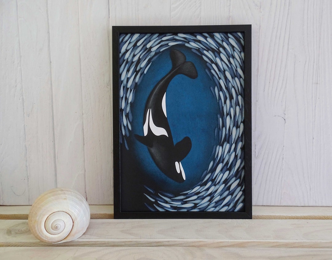 Orca Whale Paper Cut Art - Killer Whale Illustration - Etsy