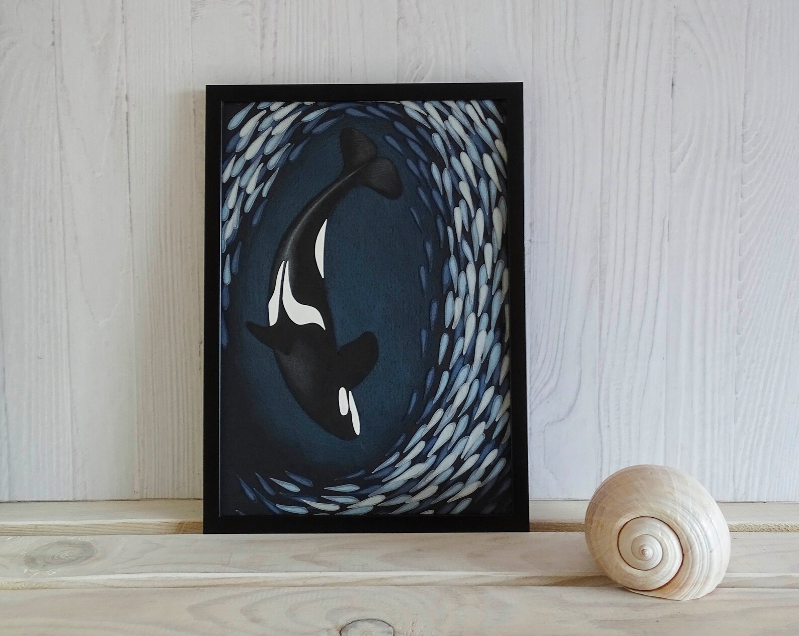 Orca whale paper cut art Killer whale illustration | Etsy