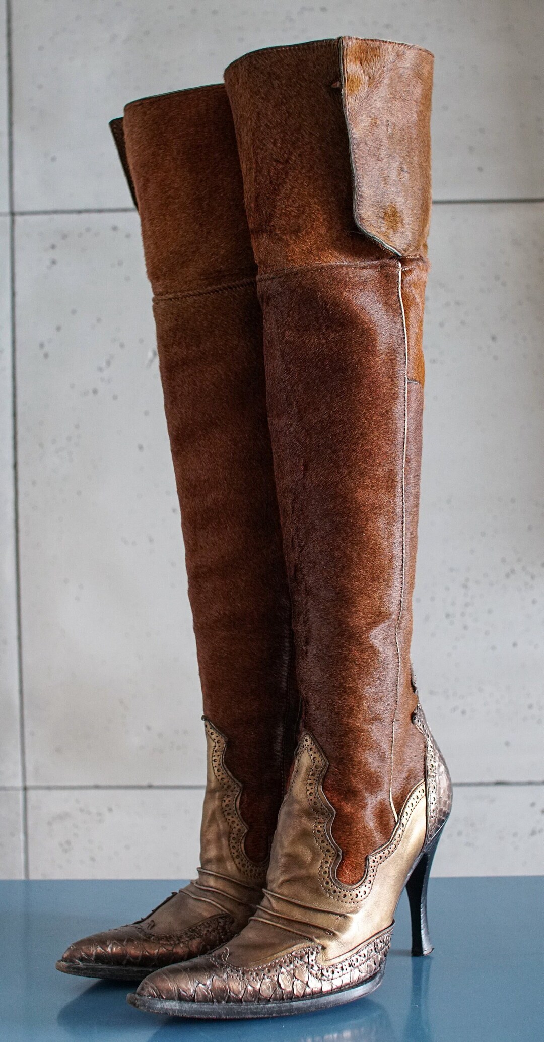 Vintage Ultrarare VIVIEN LEE Overknee Cowgirl Ponyhair/snake Italian ...