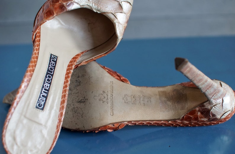 GIANMARCO LORENZI Vintage Designer High Heel Snake Mule GML | Etsy