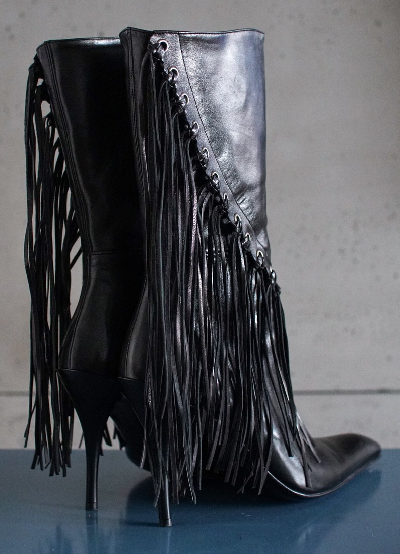 EUR40 US9 GIANMARCO LORENZI Mega Pointy Vintage Boots GML Fringles Uk6 ...