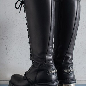 EUR40 US9 New Rock Platform Boots Laces Gothic Metal Heel Chunky Boots ...