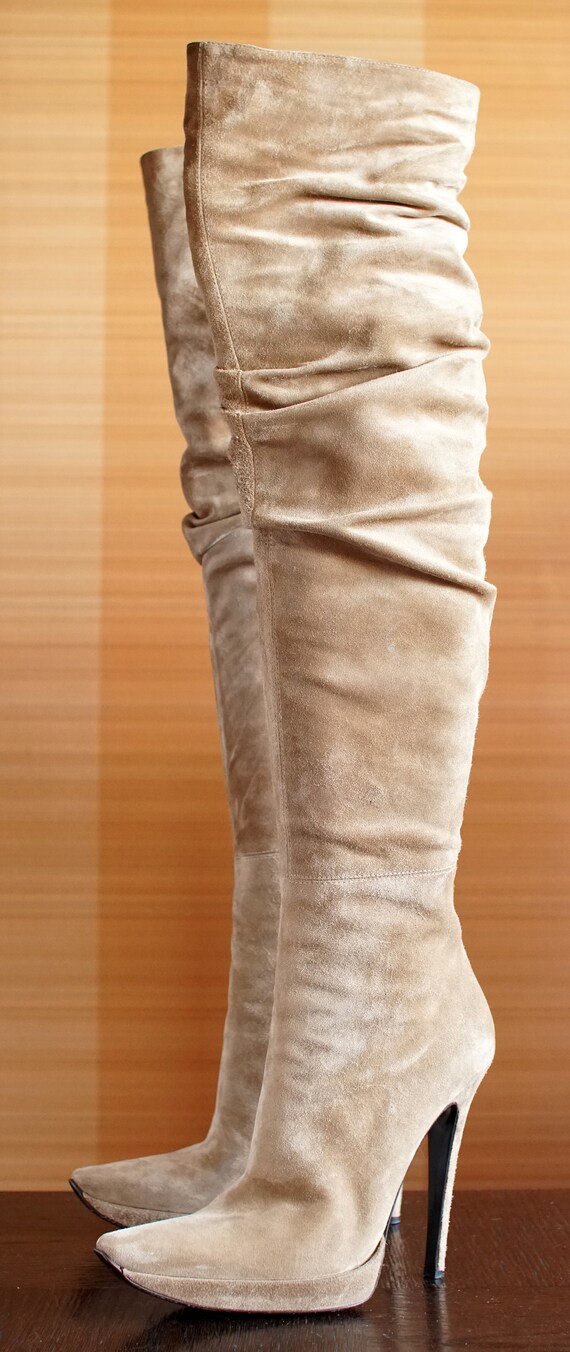 GIANMARCO LORENZI Pointy platform overknee boots GML … - Gem