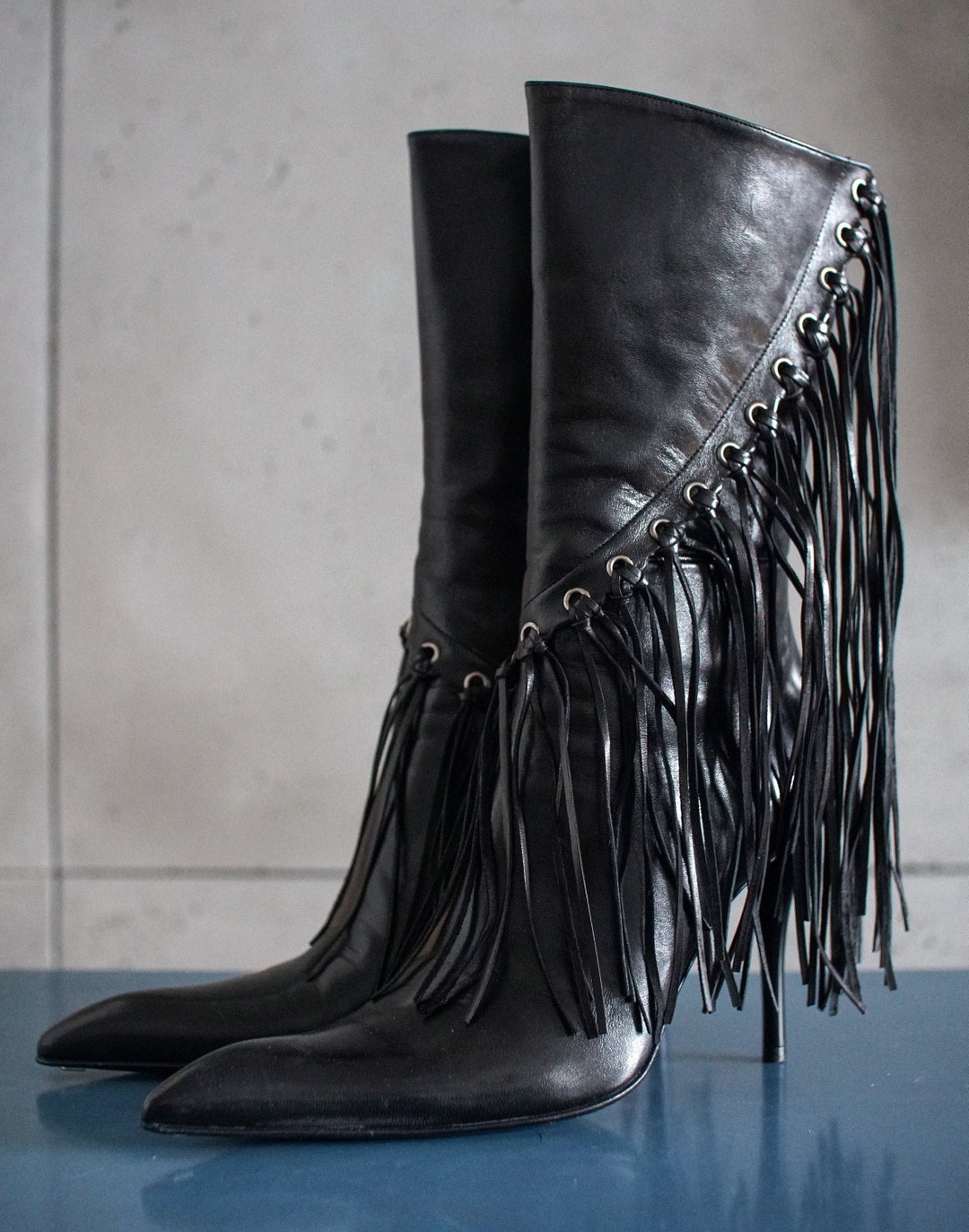 EUR40 US9 GIANMARCO LORENZI Mega Pointy Vintage Boots GML Fringles Uk6 ...