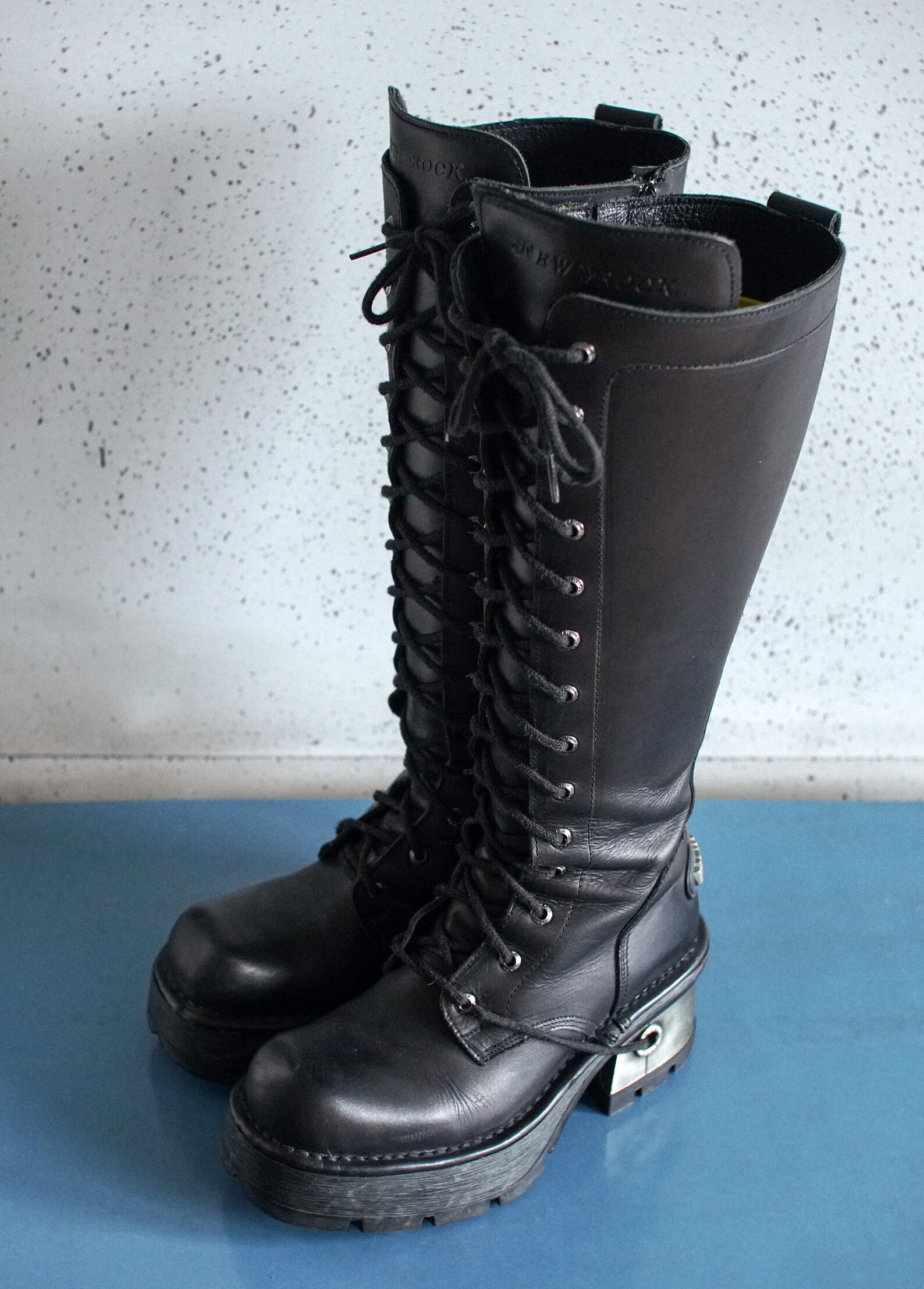 EUR40 US9 New Rock Platform Boots Laces Gothic Metal Heel Chunky Boots ...