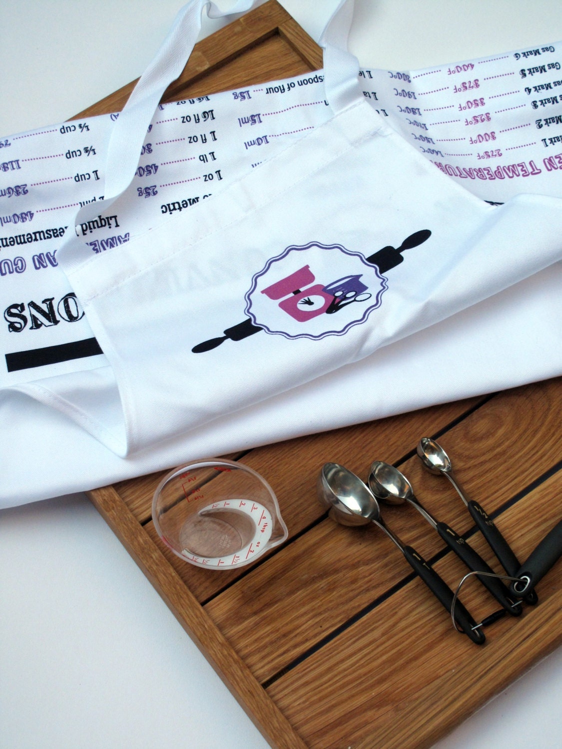 Kitchen Conversion Chart Apron Christmas Gift, White 100% Cotton, Lift ...