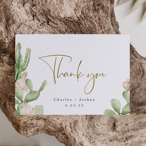Fiesta Thank You Card Template, Cactus Thank You Note, Boho Desert ...