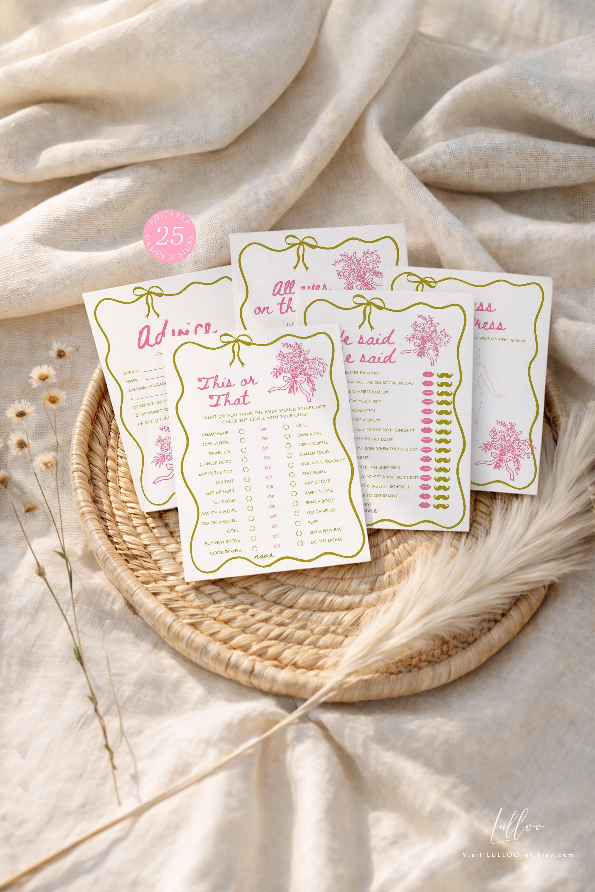 Floral Bridal Shower Games Bundle: Pink Fresh off the Market (editable ...