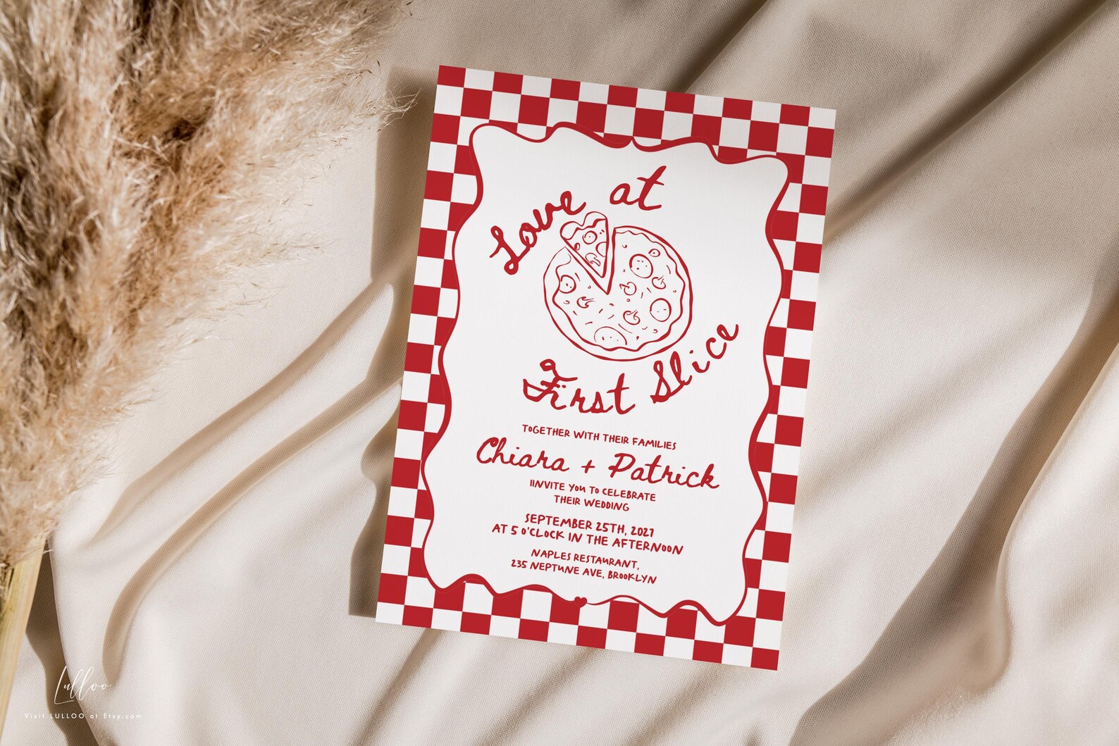 Love at First Slice Wedding Invitation: Italian Pizza & Valentines ...