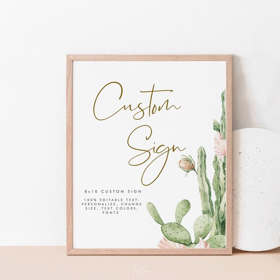 Fiesta Custom Table Sign Editable Cactus Poster Sign Boho | Etsy
