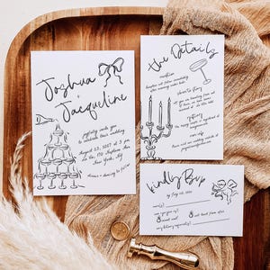 Hand Drawn & Handwritten Wedding Invitation, Whimsical Scribble ...