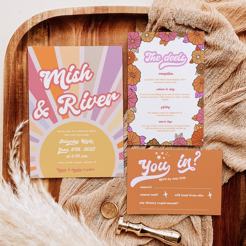 Retro Wedding Invite - Etsy