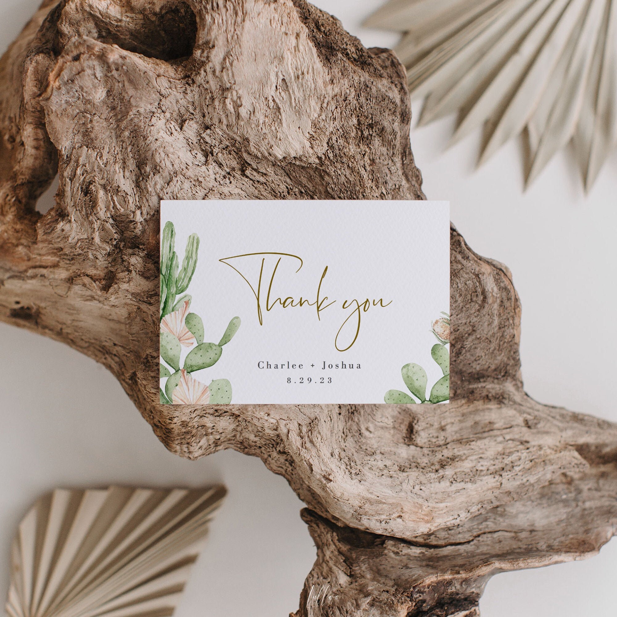 Fiesta Thank You Card Template Cactus Thank you Note Boho | Etsy