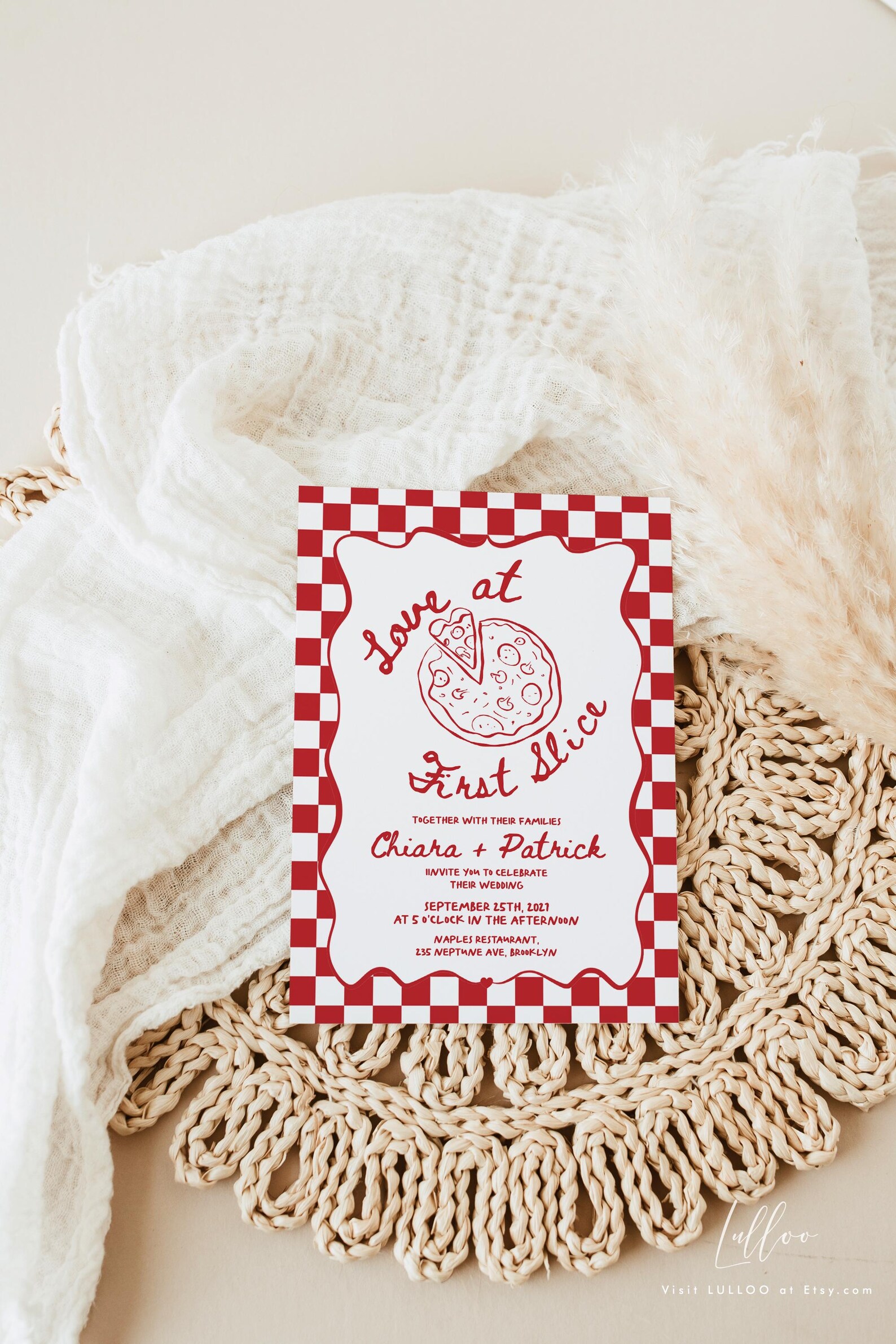 Love at First Slice Wedding Invitation: Italian Pizza & Valentines ...
