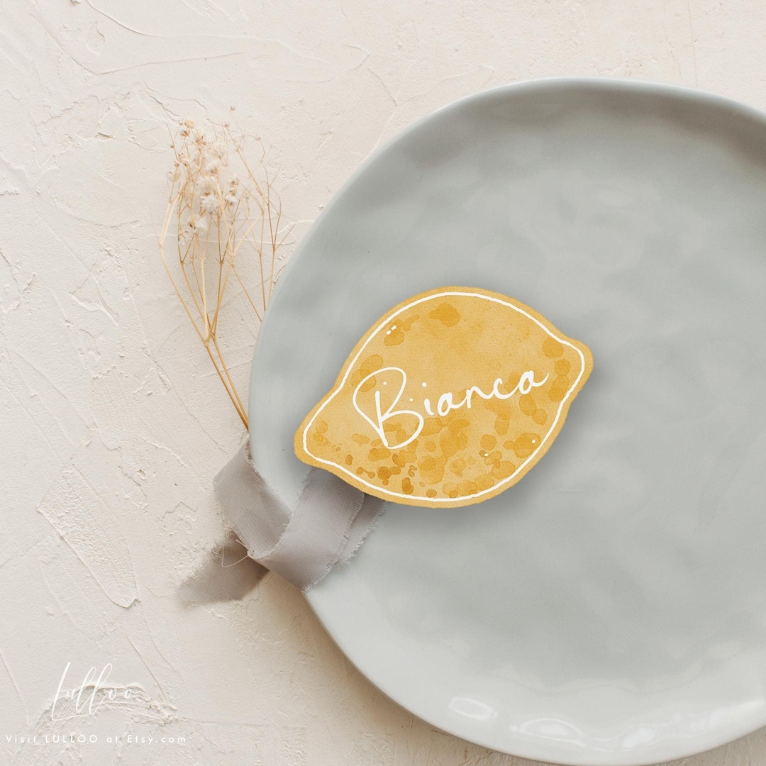 Lemon Shaped Place Card: Italian Food Label, That's Amore Theme ...