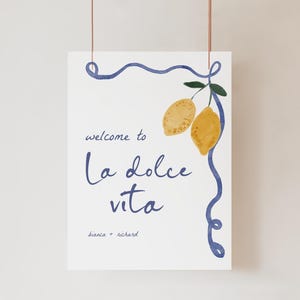 Hand Drawn Italian Wedding Welcome Sign, Whimsical Lemon Reception Sign ...