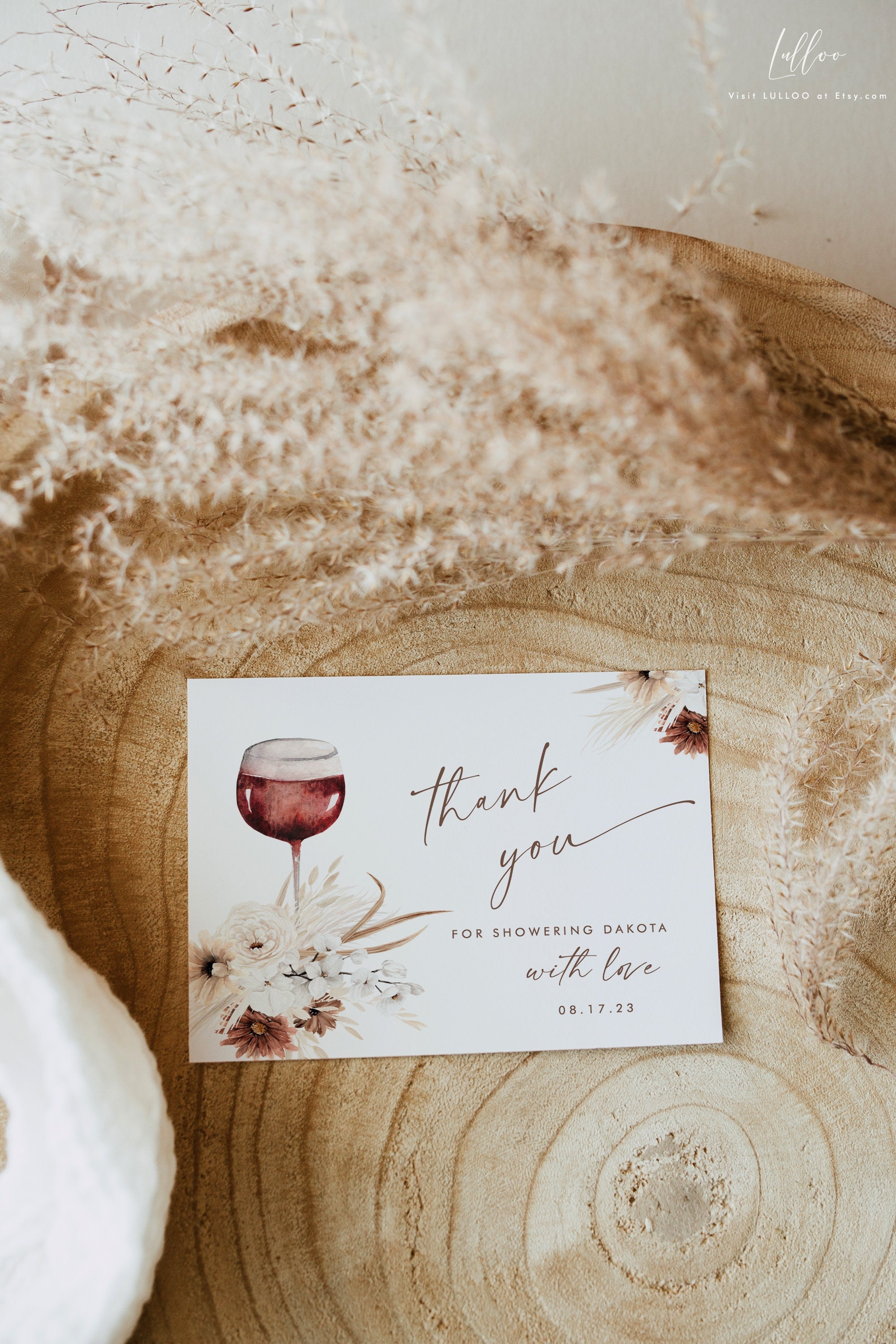 Wine Thank You Card, Rust Thank You Card, Vino Before Vows Thank You ...