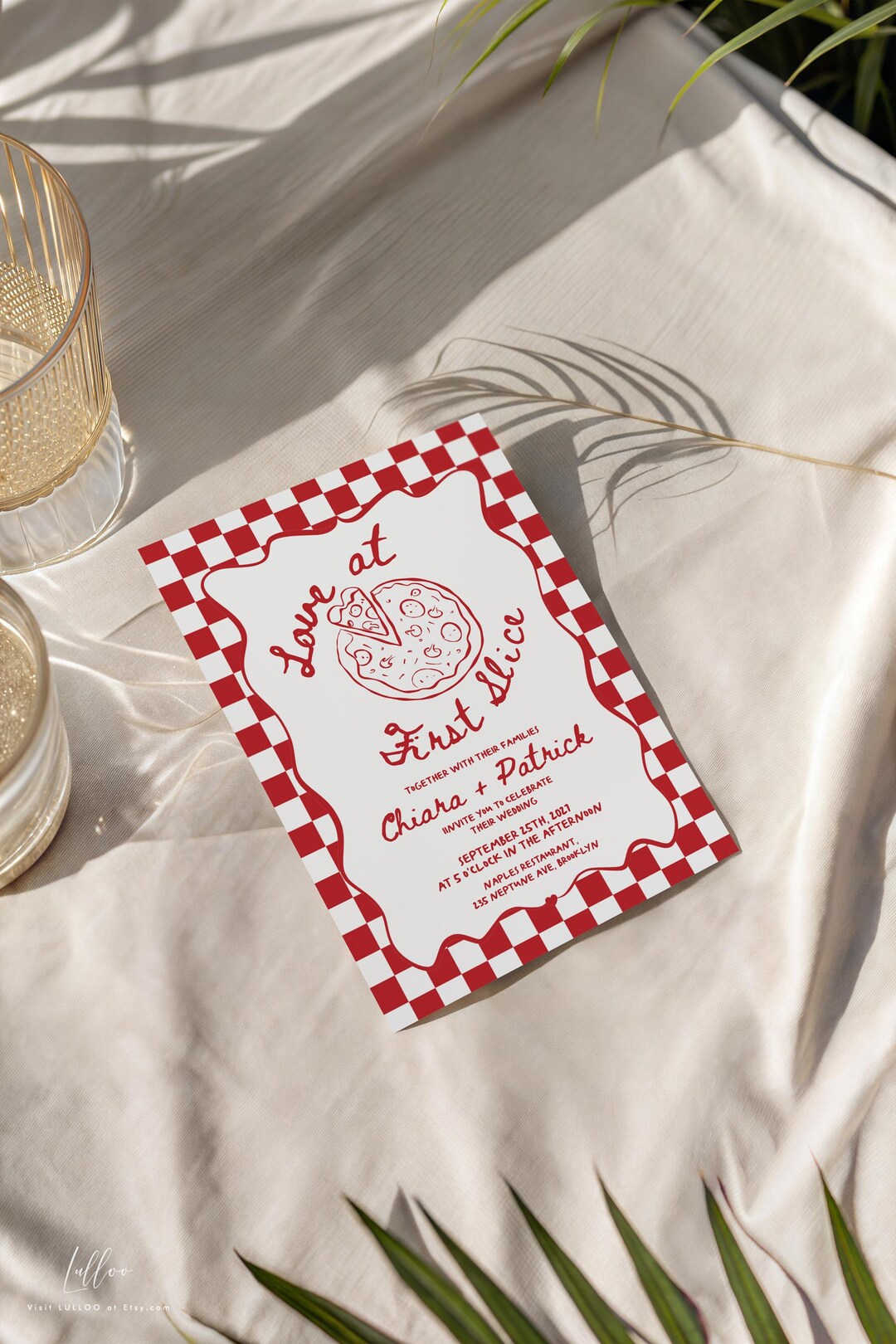 Love at First Slice Wedding Invitation: Italian Pizza & Valentines ...