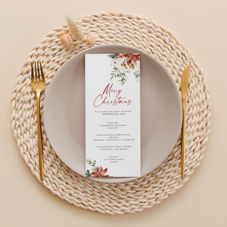 Editable Christmas Dinner Menu Template Winter Holiday Menu - Etsy