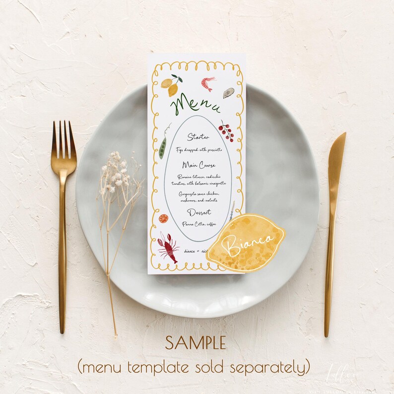 Lemon Shaped Place Card: Italian Food Label, That's Amore Theme ...
